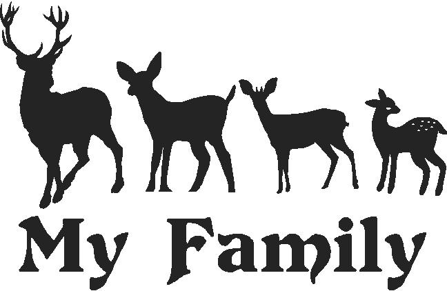 Buck, Mom Deer, Baby deer and Baby Fawn, Stick People Deer Family Decal
